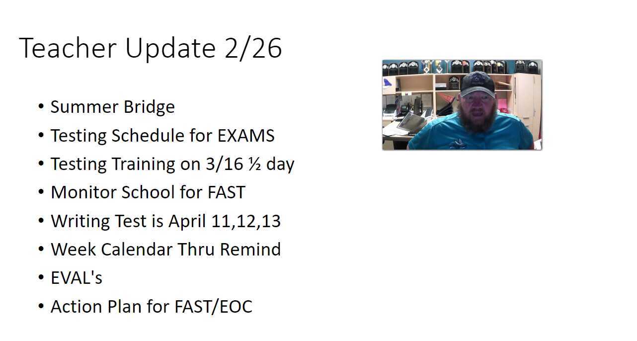 Teacher Update 2/26