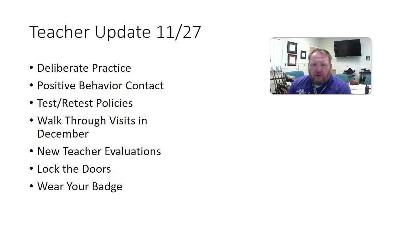 Teacher Update 11/27