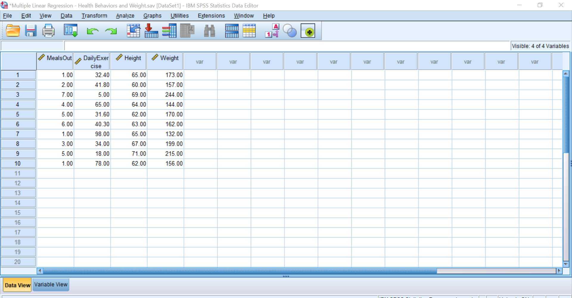 Multiple LInear Regression in SPSS