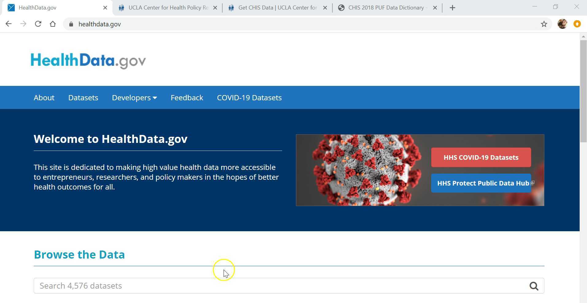 How to Find a Data Set on HealthData.gov