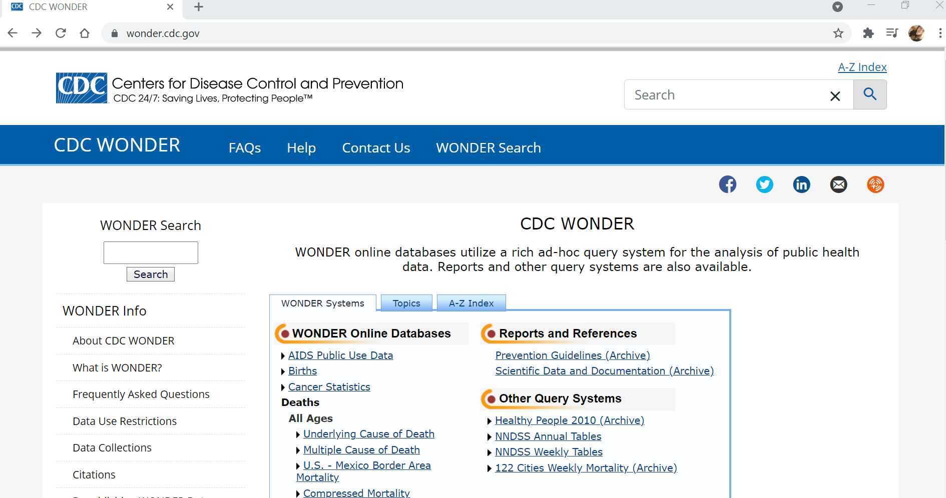 How to Find a Dataset in CDC Wonder