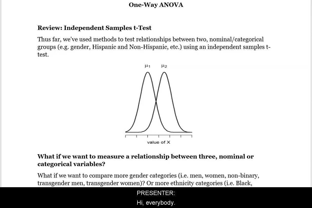 Introduction to One-Way ANOVA - CC
