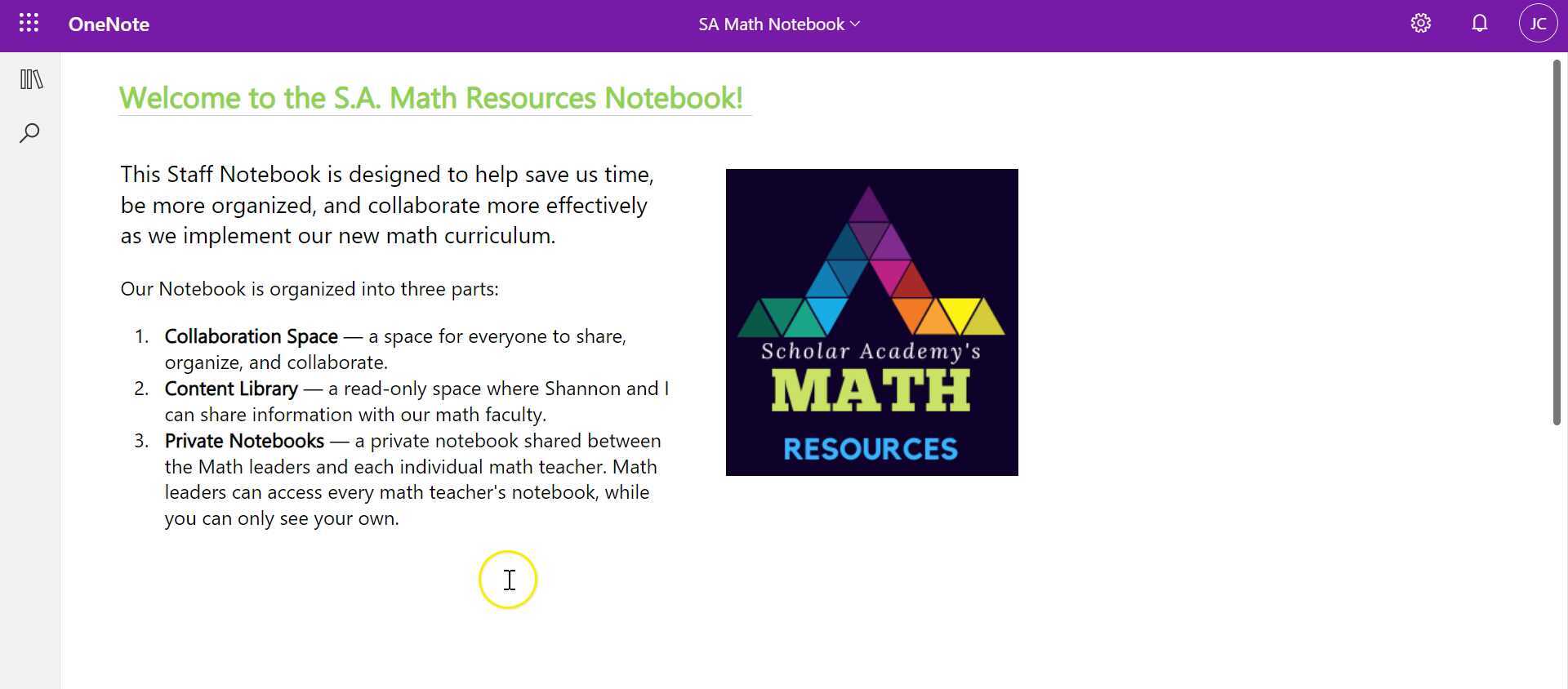 OneNote Staff Notebook