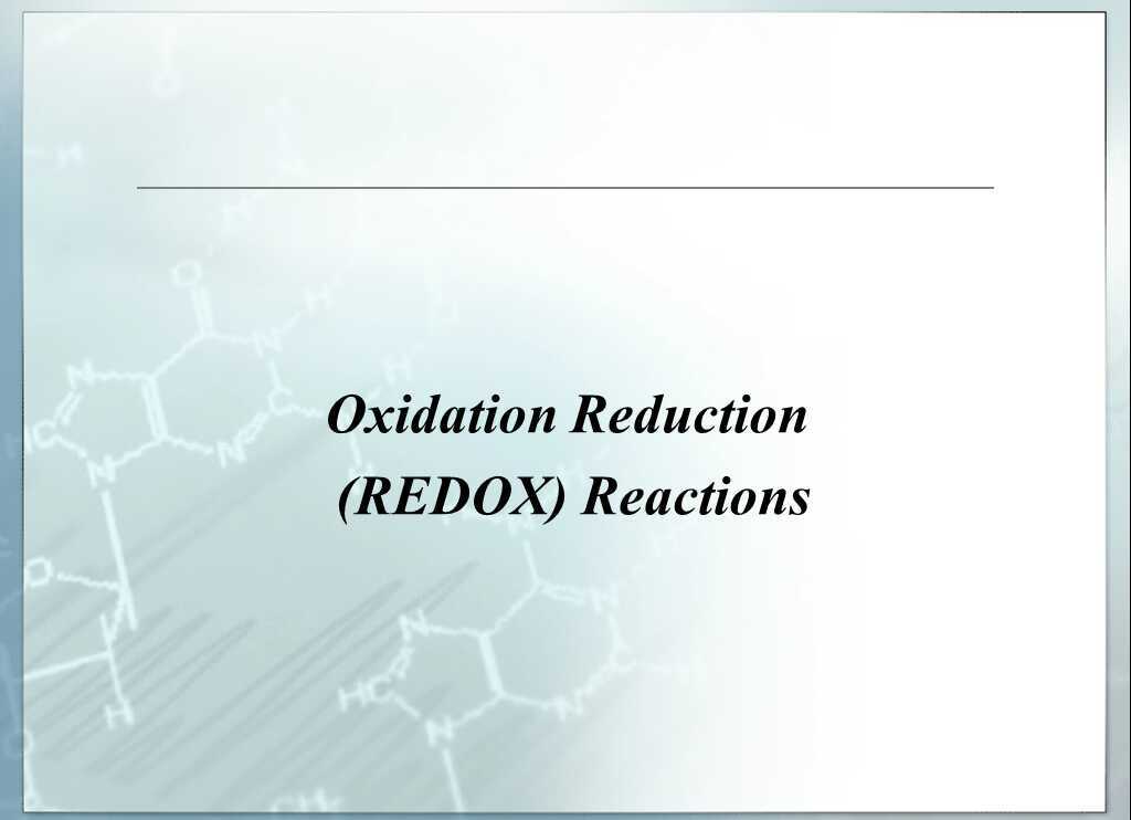 Oxidation and Reduction Reactions