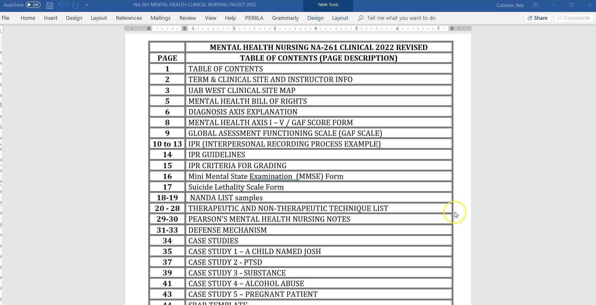 PART 1 CLINICAL PACKET
