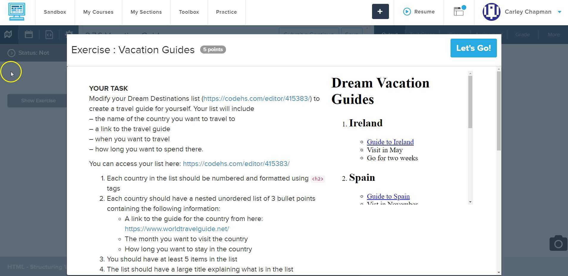 2.7.6 Vacation Guides -HTML Lists
