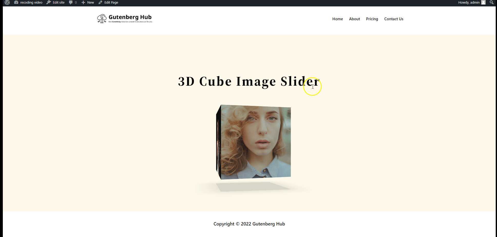 3d cube image slider