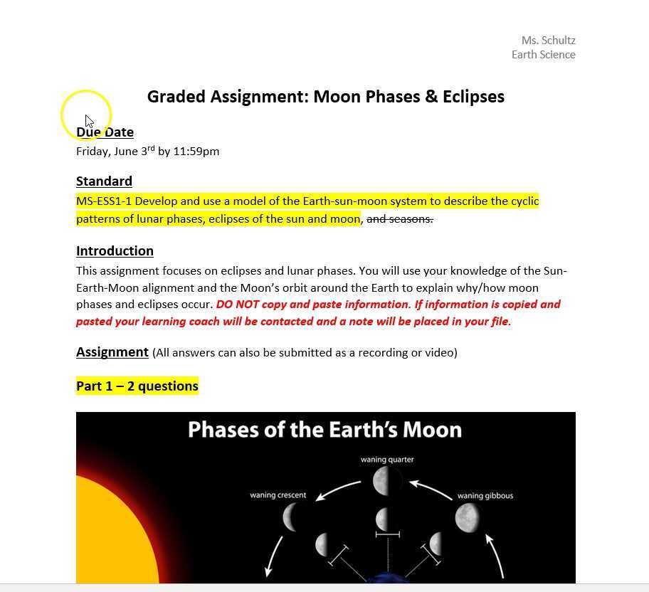 Moon Phases & Eclipses Assignment Intro