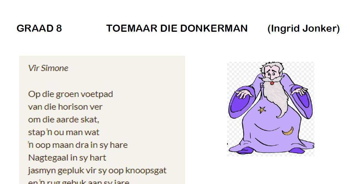 TOEMAAR DIE DONKERMAN GEDIG