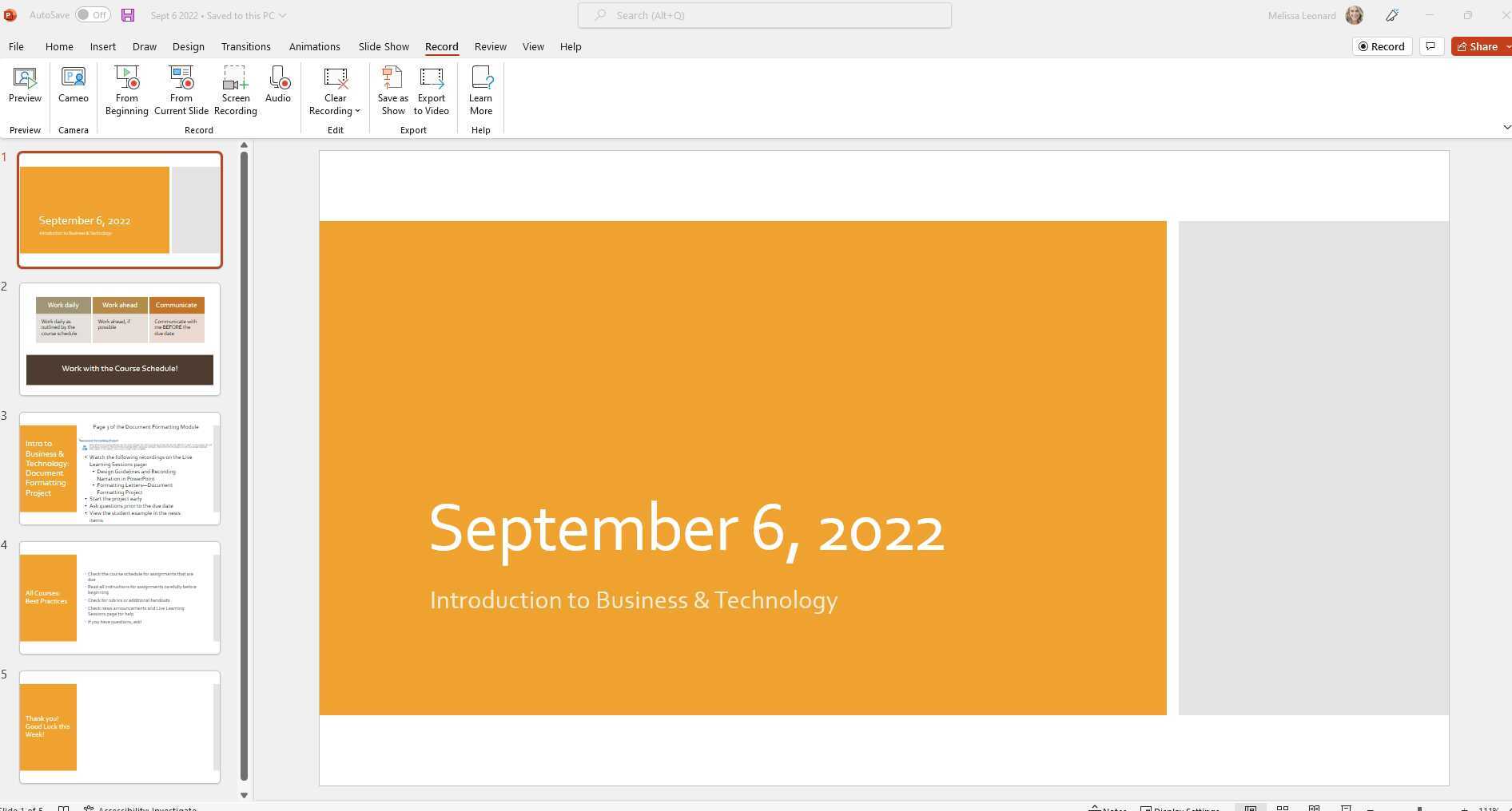 Recording narration in PowerPoint