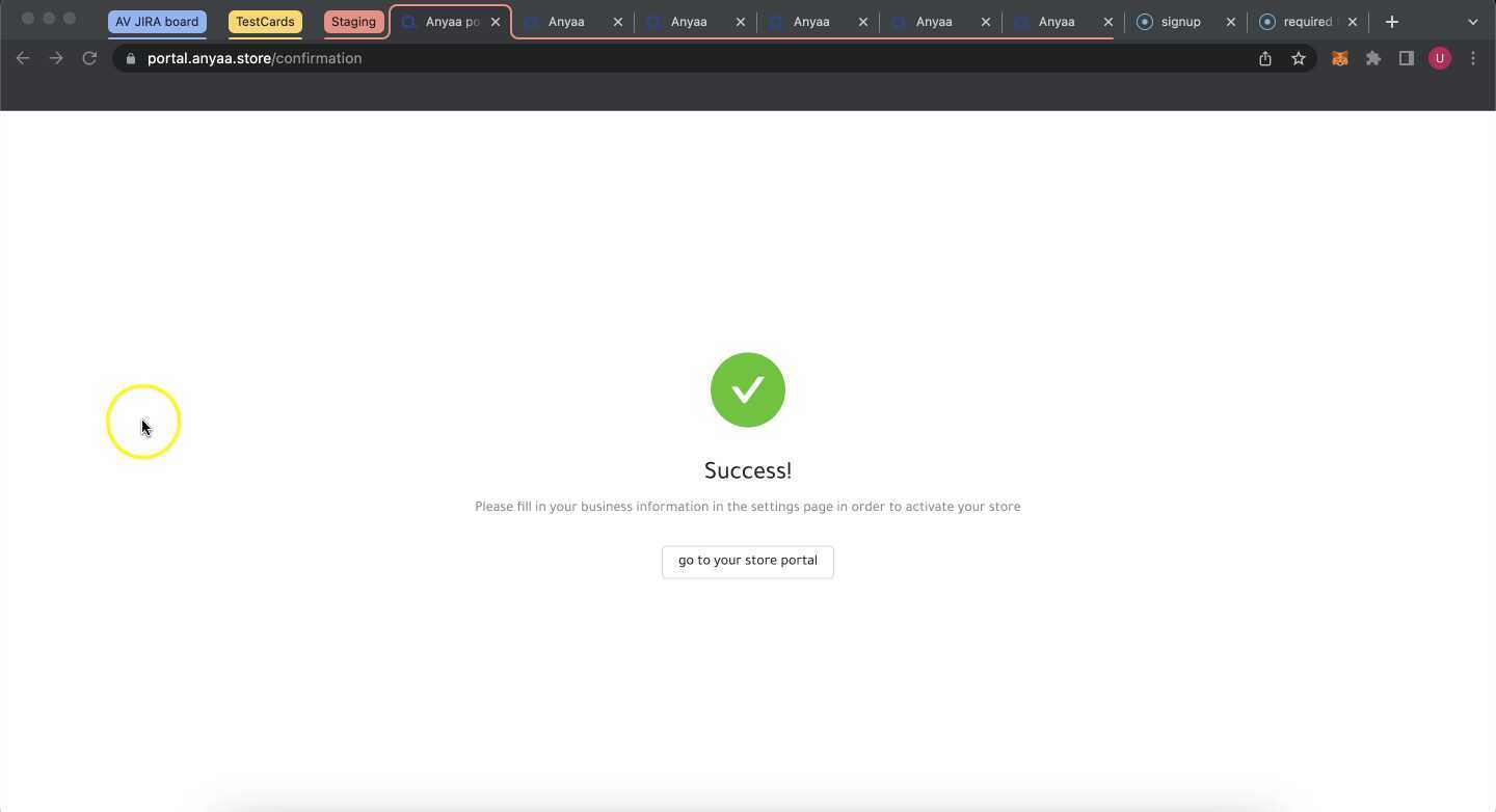 success screen - blink