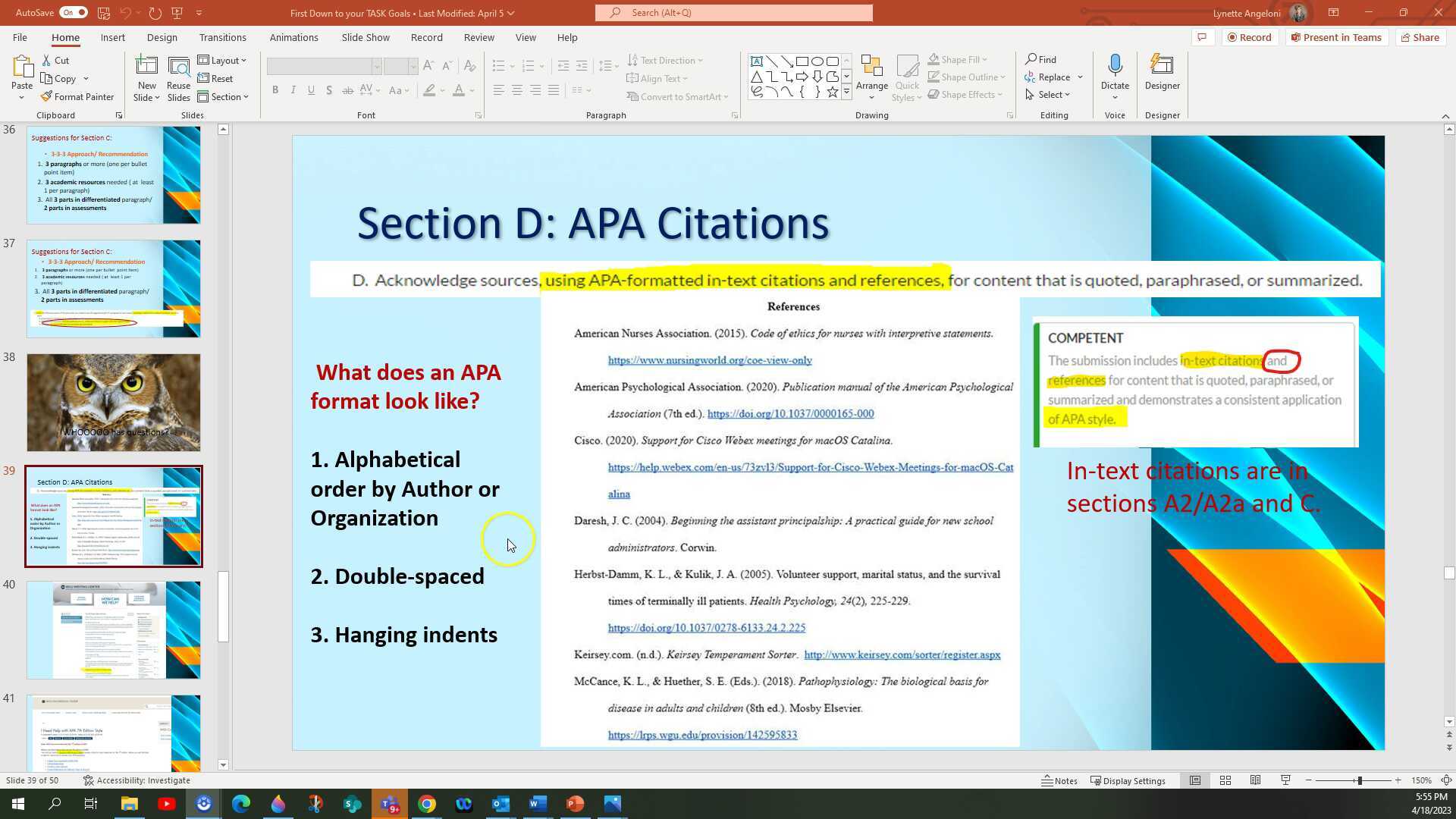 Instructional Video for Section D Return: C367 & EBP2