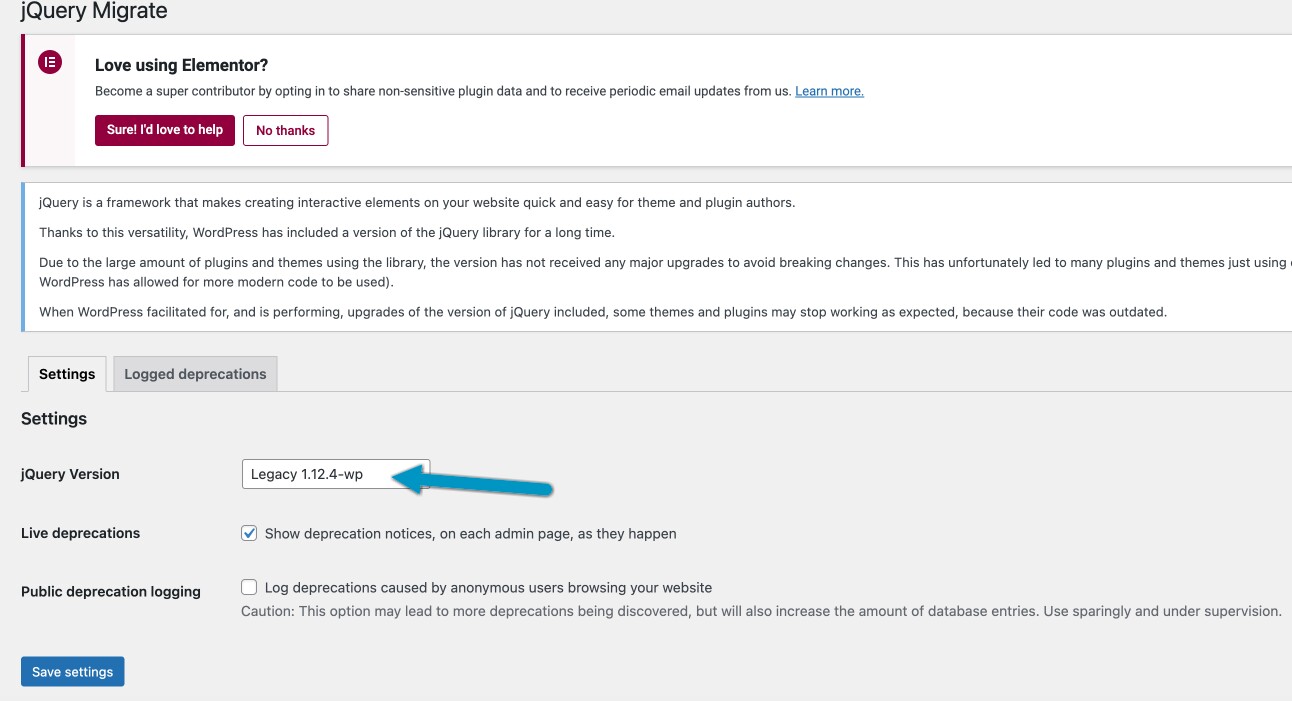 Snip - jQuery Migrate ‹ eduma-4.x — WordPress