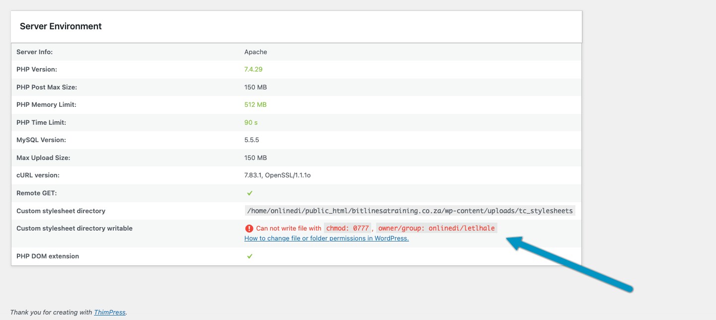Snip - System Status ‹ Bitline SA Training — WordPress