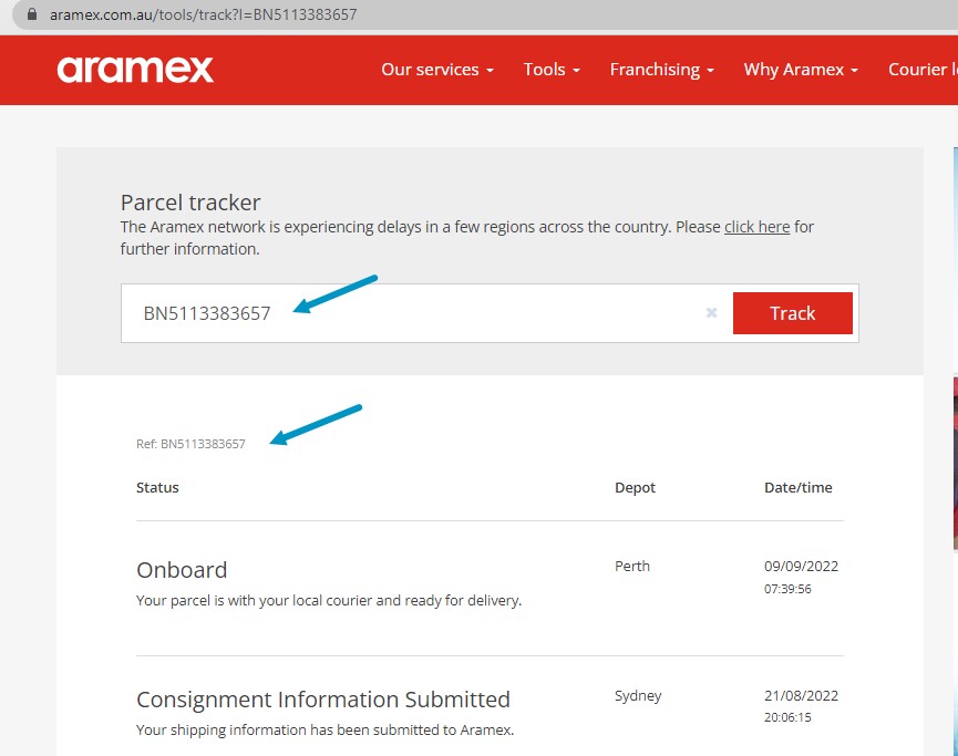 Snip - Aramex Australia Track - Google Chrome