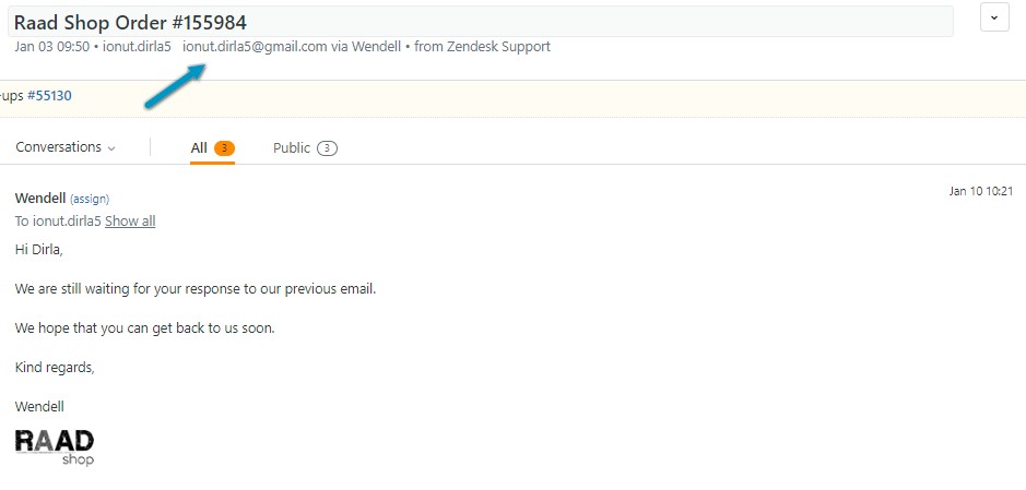 Snip - Ticket Raad Shop Order #155984 - Raad Shop - Customer Care ...