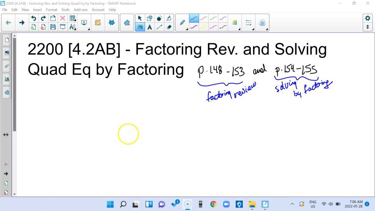 2200 [4.2AB] - Factoring Rev. and Solving Quad Eq by Factoring