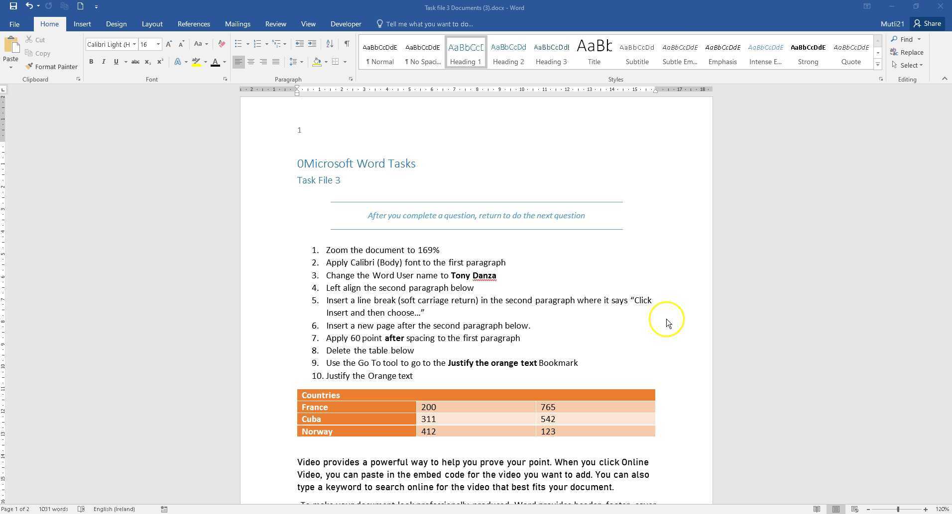 Word ICDL Practice file 3