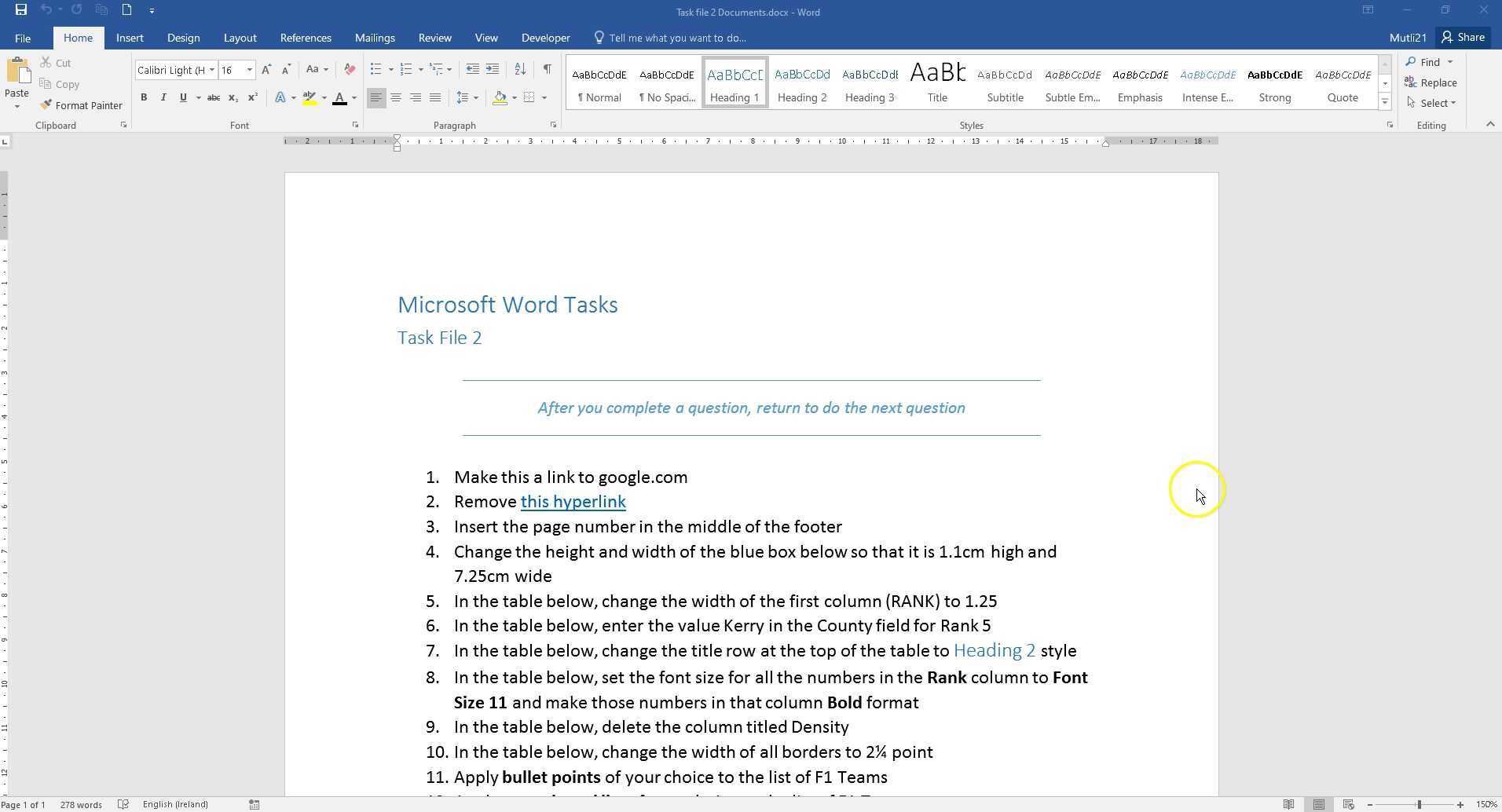 Word ICDL Practice file 2