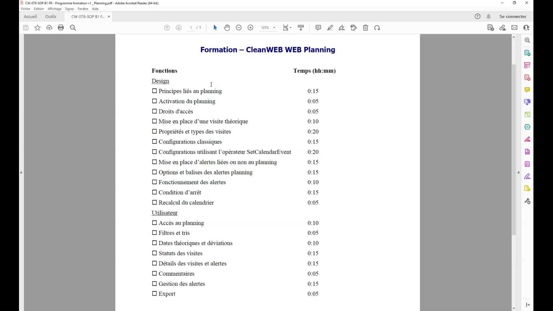 Formation Planning Utilisateur