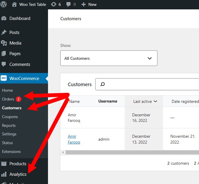 Snip - Customers WooCommerce Woo Test Table WooCommerce - Google Chr