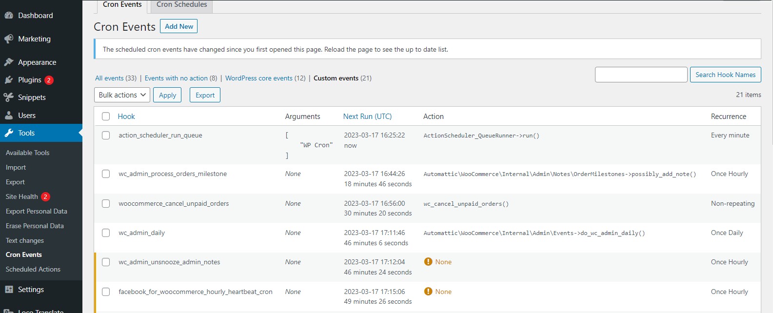 Snip - Cron Events Woo Test Table WordPress - Google Chro (2)