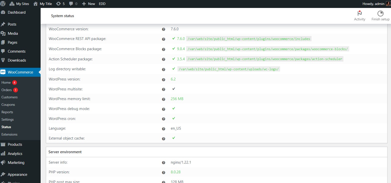 Snip - WooCommerce status My Title WordPress - Google Chro