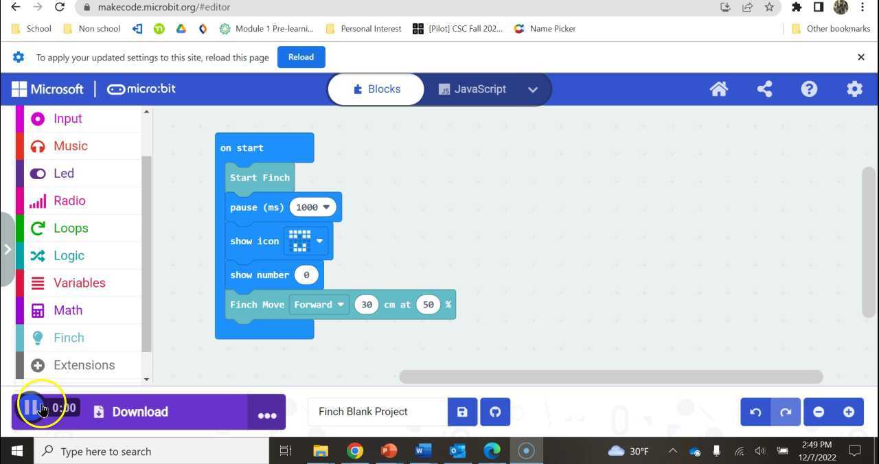 Finch Robot Video 2: Loading your program onto your robot