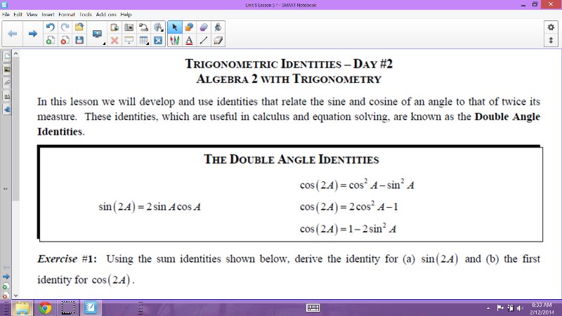 Unit 8 Lesson 5 (Double Angle Identities)