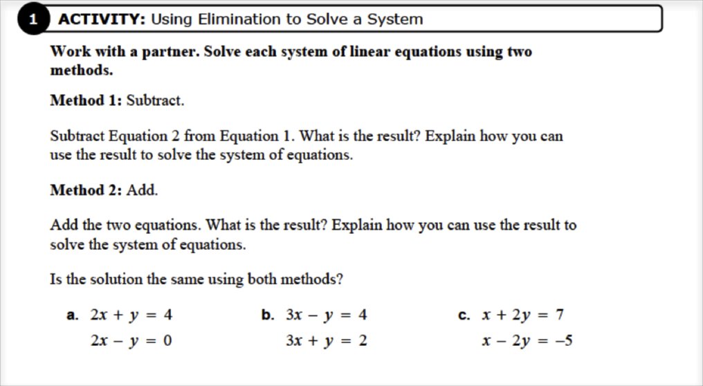 Solving Systems of Equations: Elimination