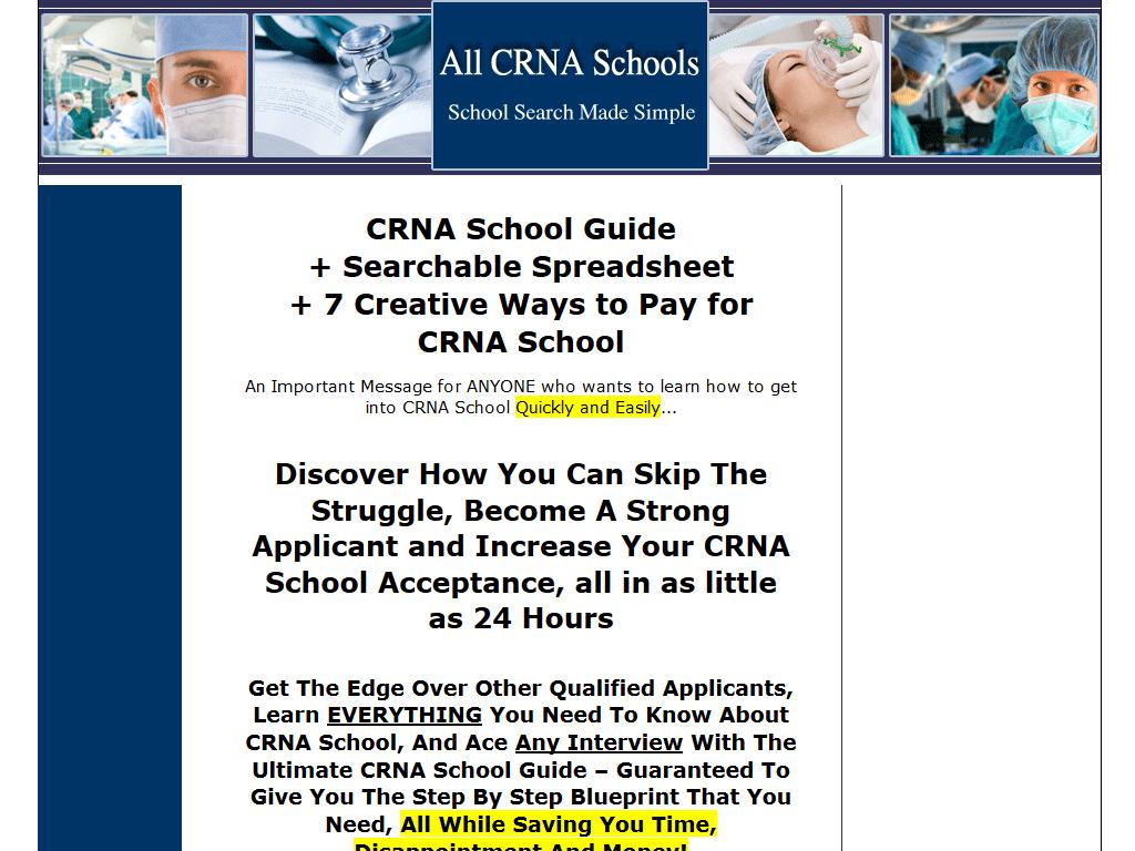 CRNA School Guide and Spreadsheet