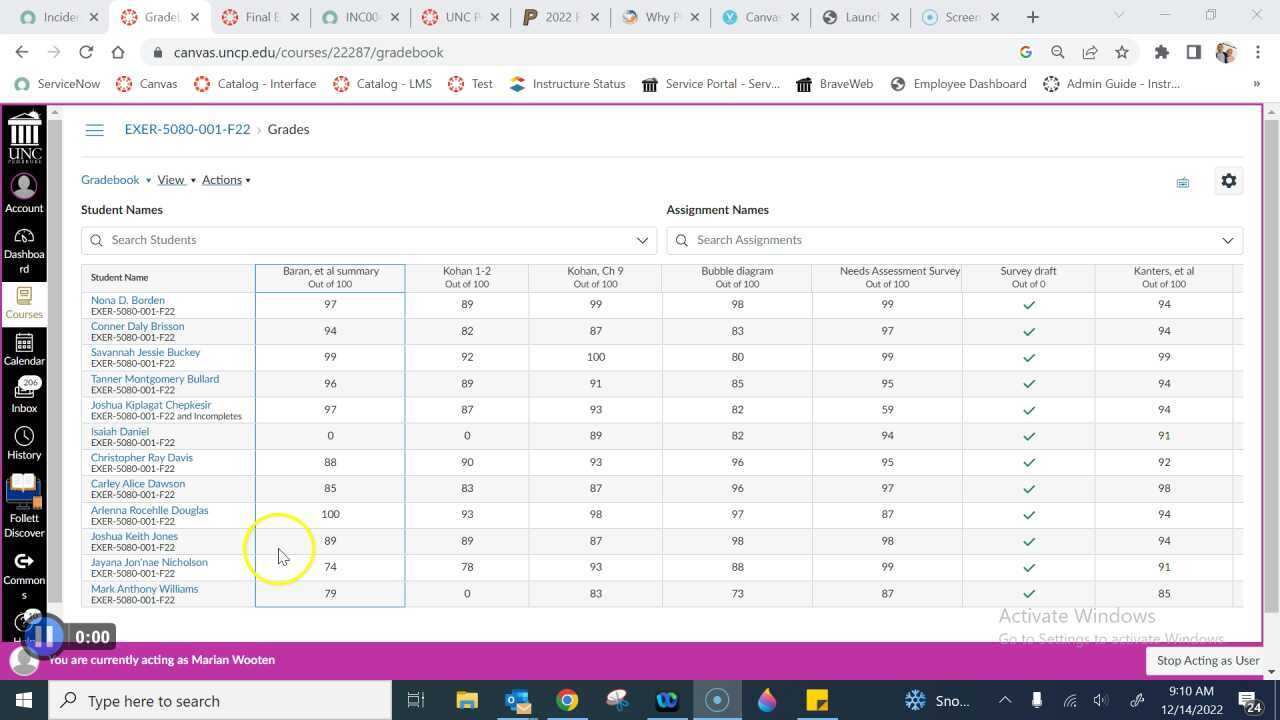 Grading Issue - Marian W