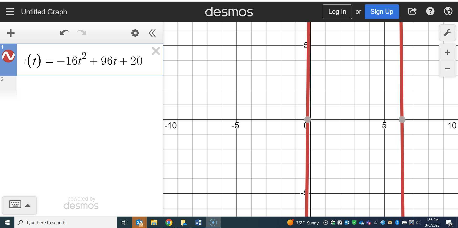 Desmos projectile