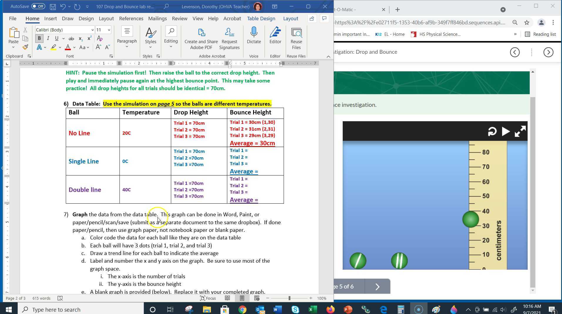 1.07 Drop & Bounce Lab Graphing