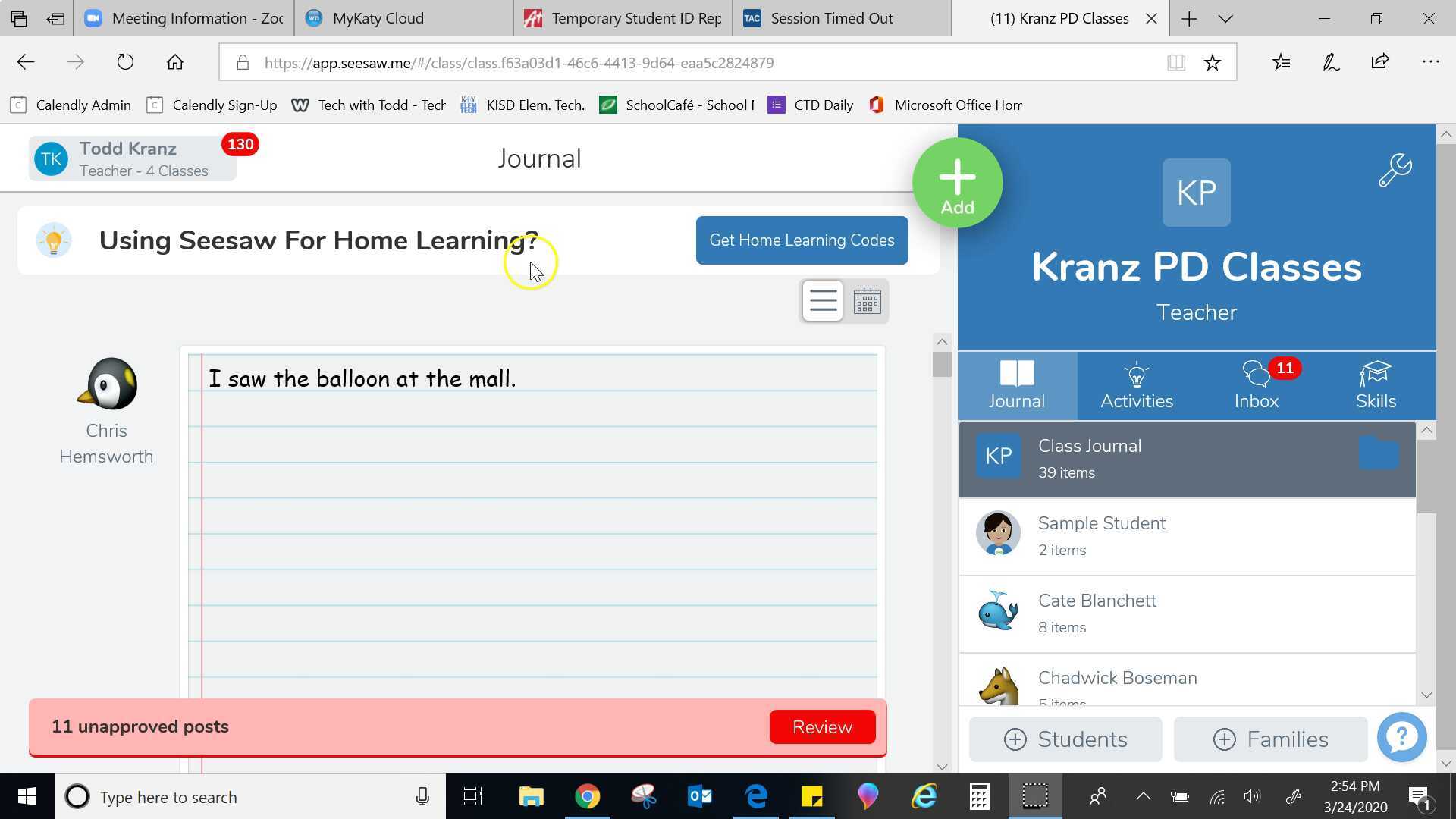 Seesaw - Home Learning Codes (Teacher)