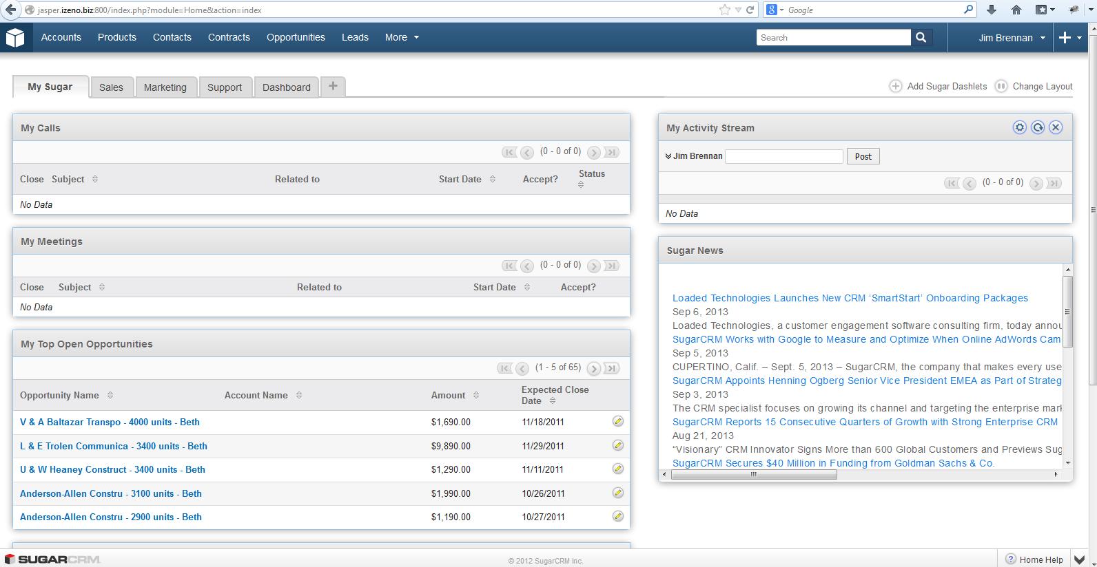 SugarCRM-Jaspersoft Connector-Adding Jasper Report Dashlet