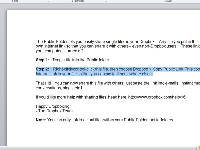 DropBox: Public Folder Instructions
