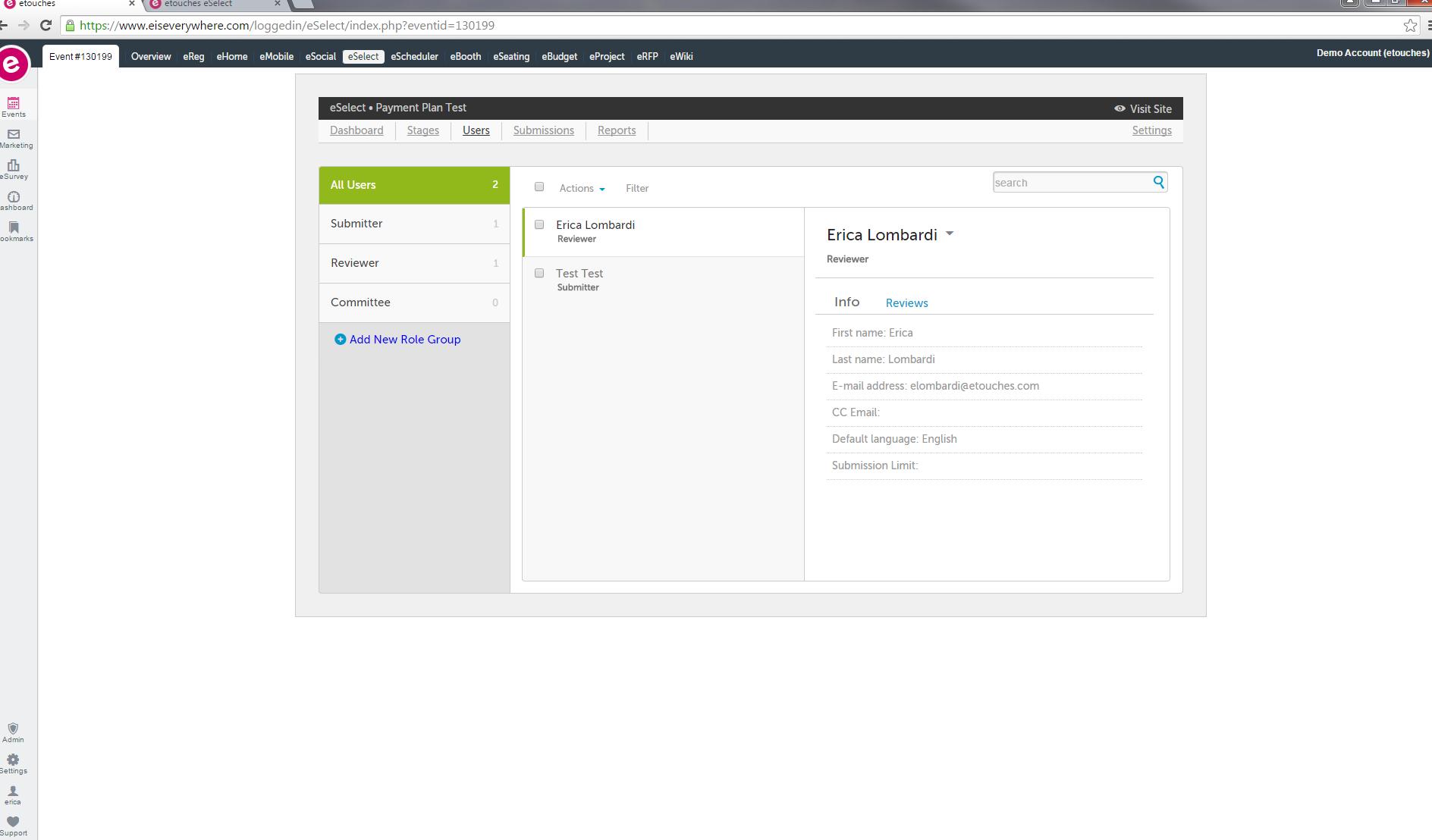eSelect V2 Not allowing reviews