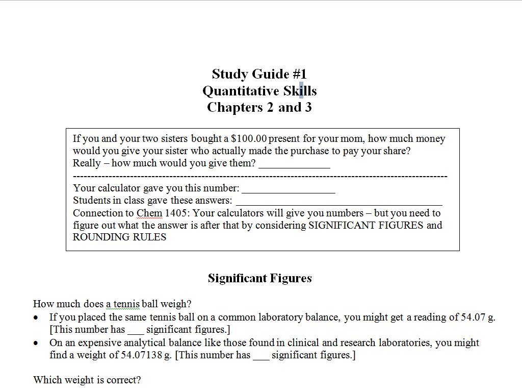 Study Guide #1, page 1