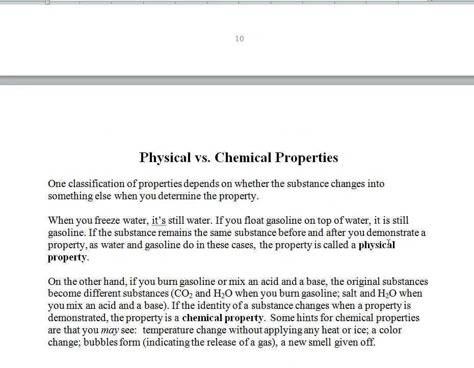 Module 2; Physical vs. Chemical Properties and Changes