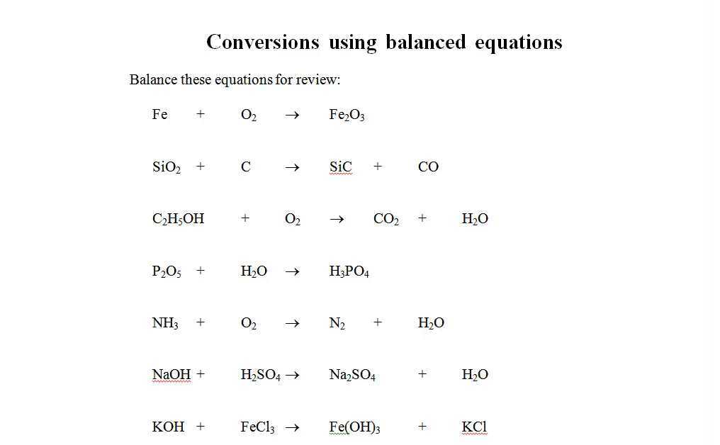 Module 6; Stoichiometry Calculations