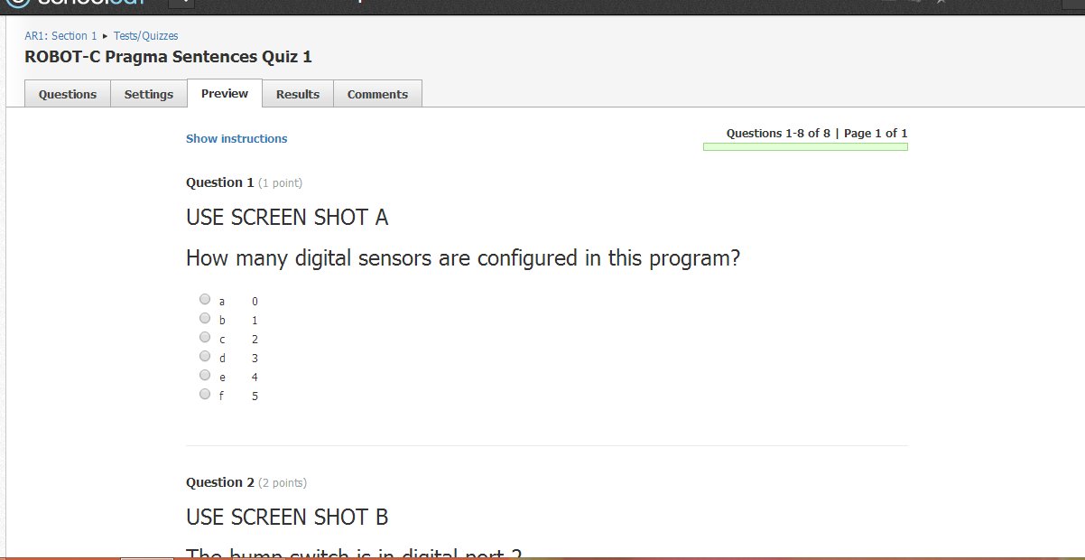 Robot-C Pragma Sentences Quiz 1 Read Aloud