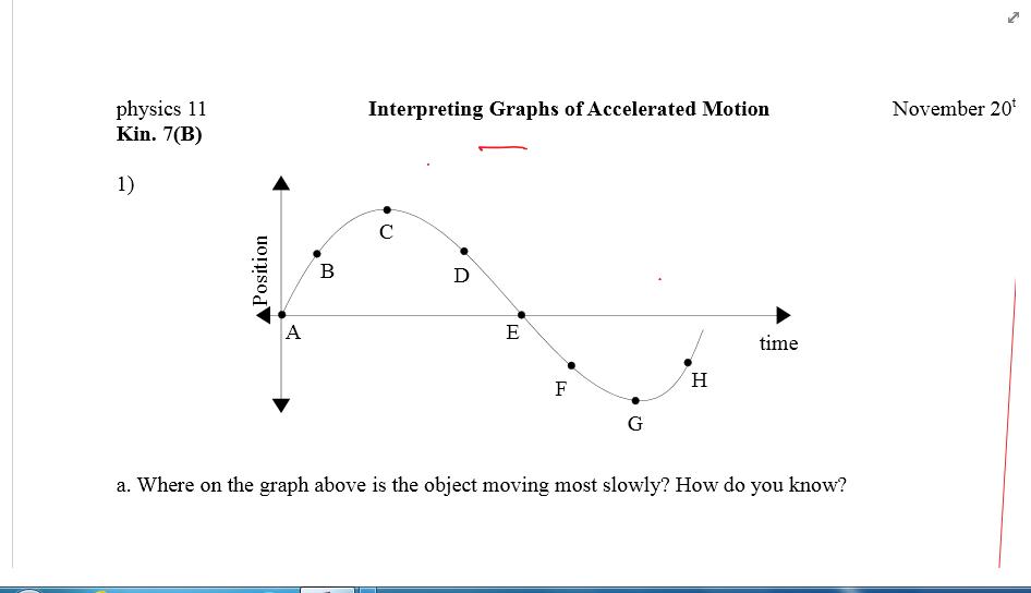 Interpreting Graphs of a motion 1 and 2