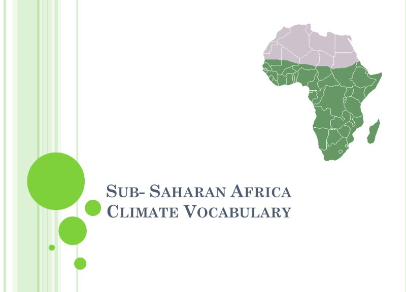 Sub-Saharan Africa Climate Vocab