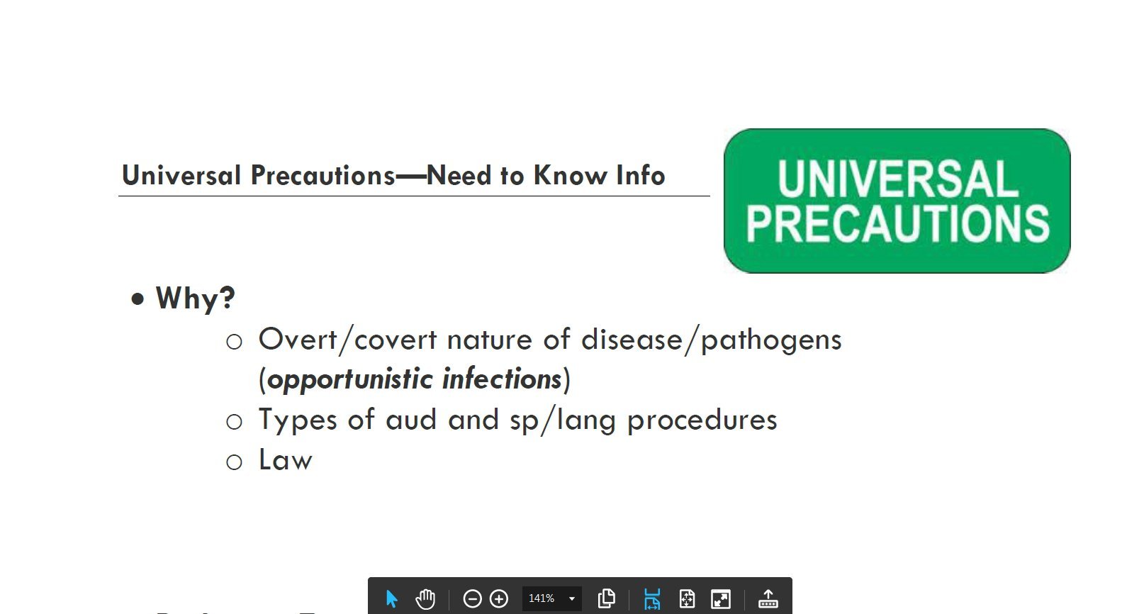 Universal Precautions Overview