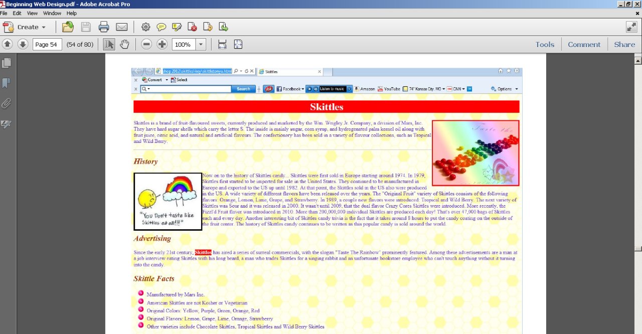 Dreamweaver Lesson G Skittles