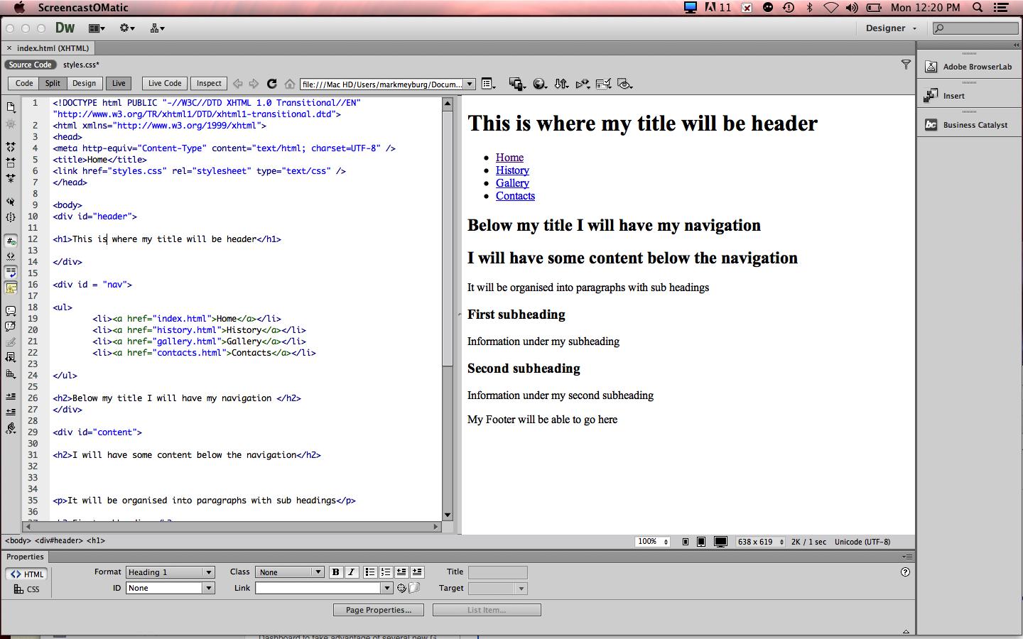 Adding Css for Div tags