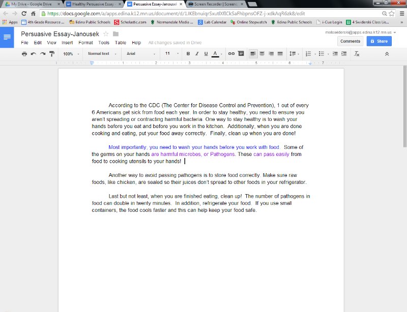 Persuasion - Adding details to each paragraph