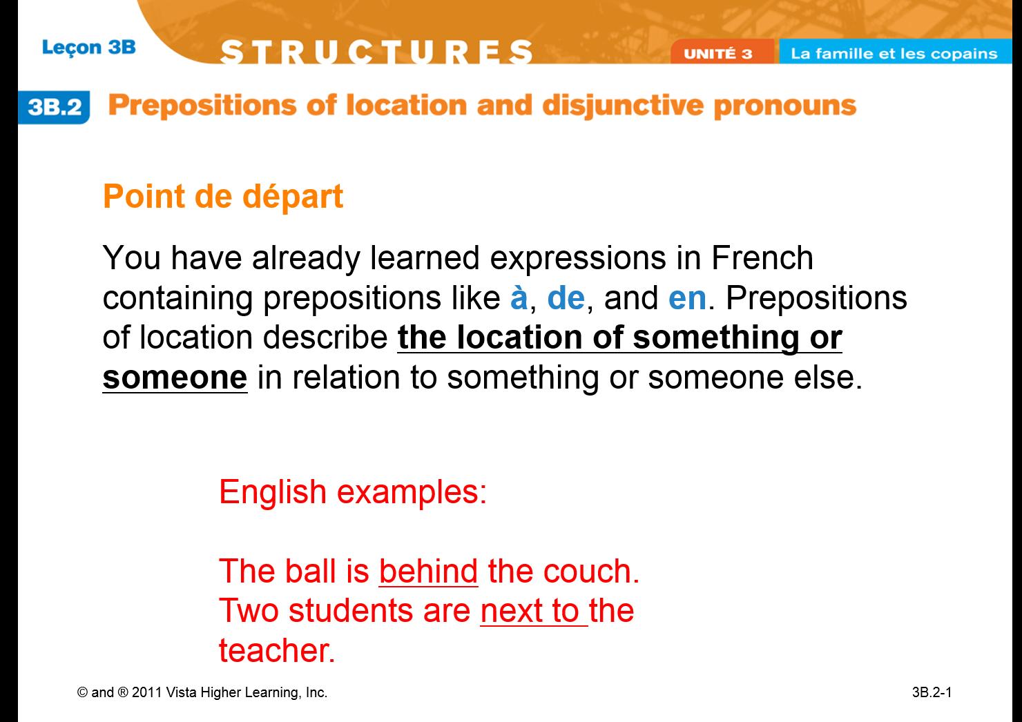Prepositions of location and disjunctive pronouns