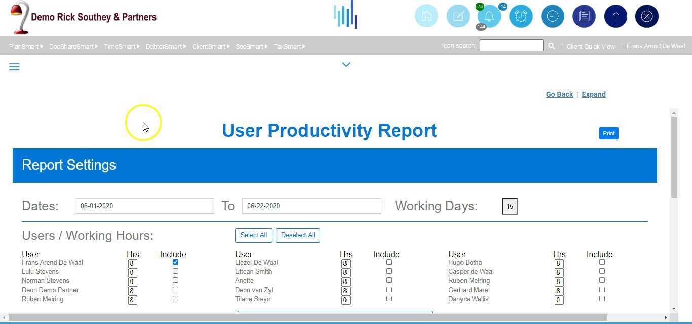 Productivity Report explained